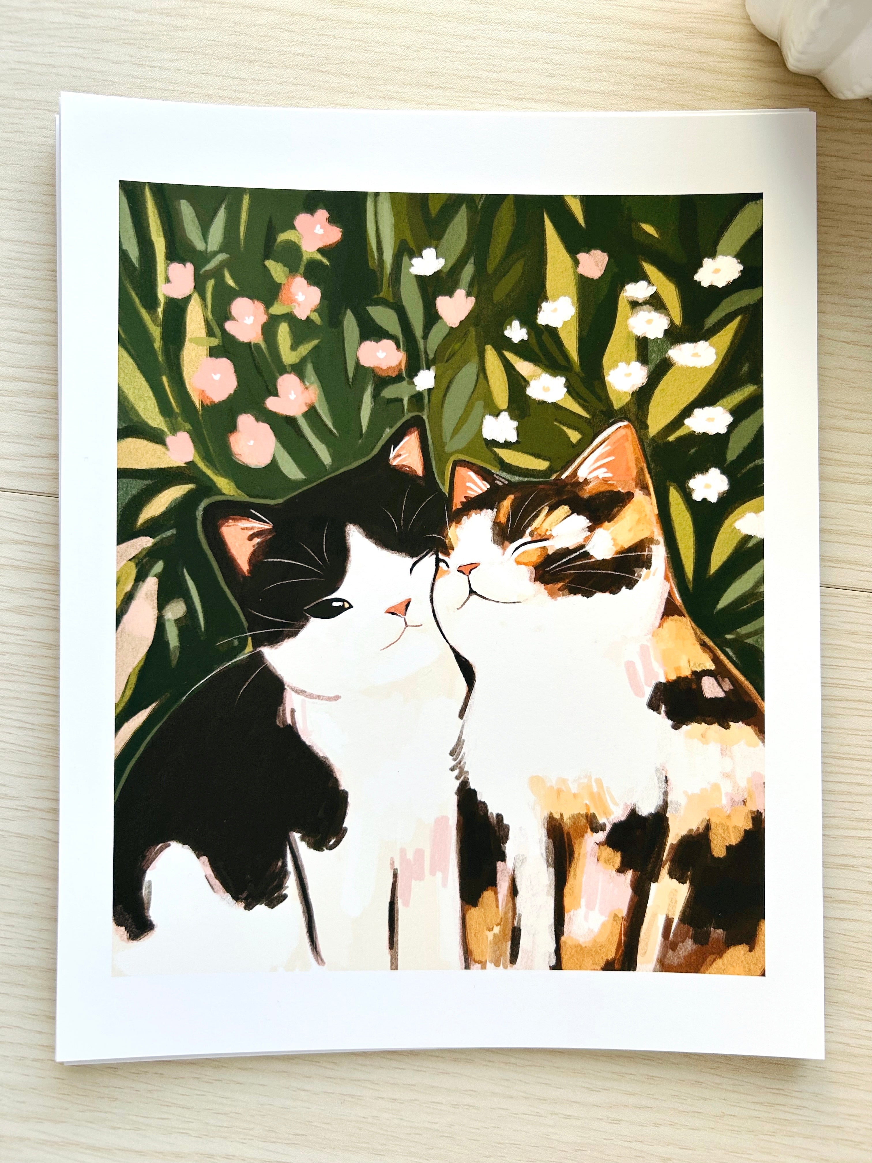Lovely Foliage Cats Print – Chocolett